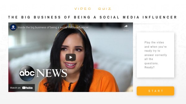 b1 video quiz social media influencer | Genially
