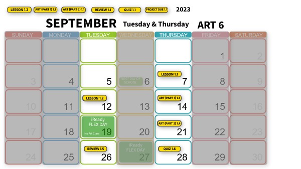 Art 6 TH 2023-2024 Calendar | Genially