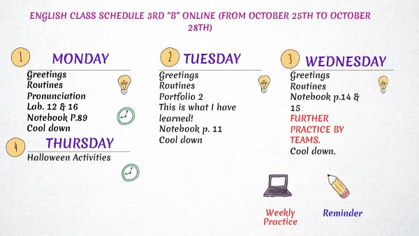 English Schedule 3rd grade