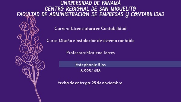 PRESENTACION DE DISEÑO E INSTALACION DE SISTEMA CONTABLE | Genially