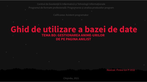 Ghid de utilizare BD