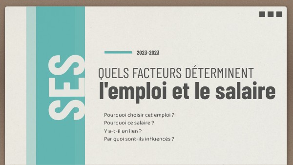 SES emploi et salaire | Genially