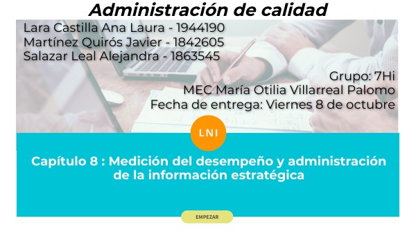 Capítulo 8 Medición del desempeño | Genially