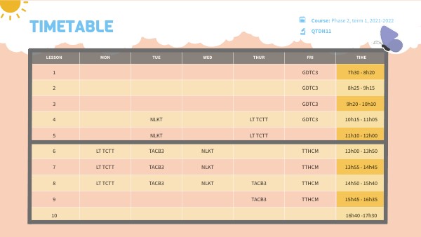 TIMETABLE | Genially