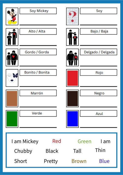 Match-up Spanish-English brief description