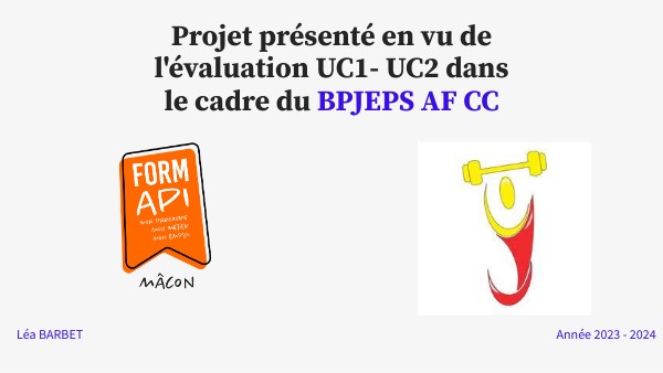 Projet BPJEPS AF CC | Genially