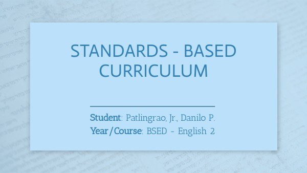 STANDARDS - BASED CURRICULUM | Genially