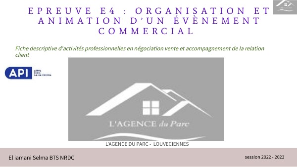 Epreuve E4 EVENEMENT COMMERCIAL