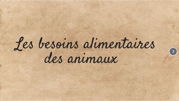 Les besoins alimentaires des animaux
