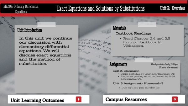 MA302 Unit 3 Overview