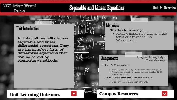 MA302 Unit 2 Overview