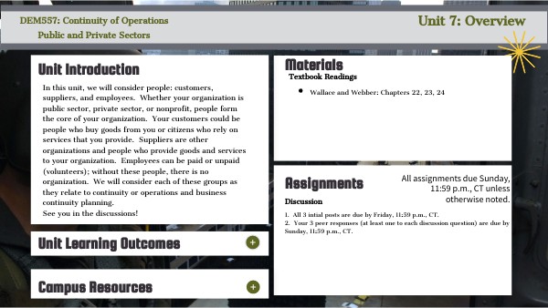 DEM557- Overview Unit 7