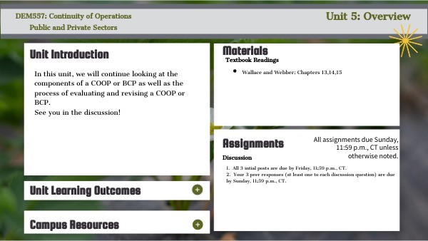 DEM557- Overview Unit 5