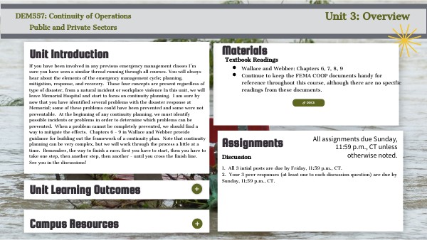 DEM557- Overview Unit 3
