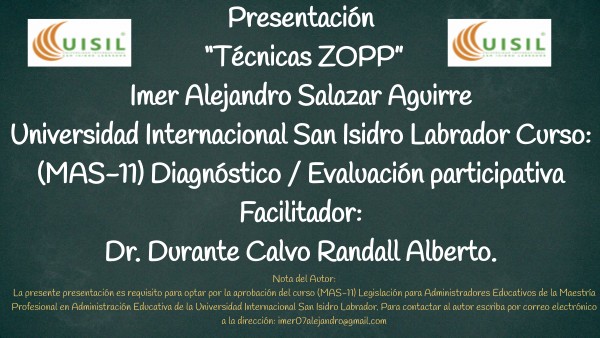 PRESENTACIÓN “Técnicas ZOPP”PIZARRA | Genially