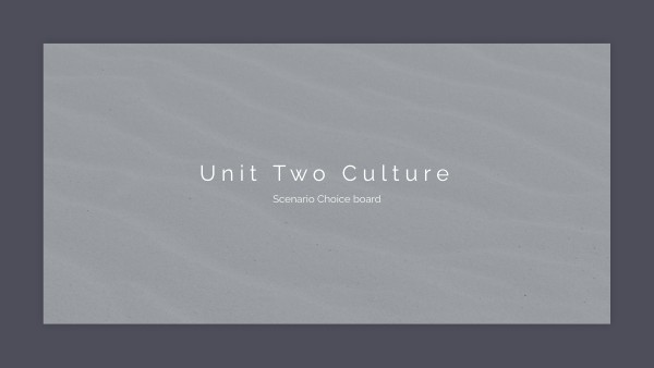 Unit 2 Culture Scenario Choice Board | Genially