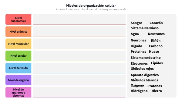 Niveles de organización celular | Genially