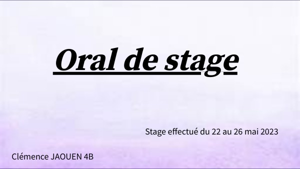 oral de stage