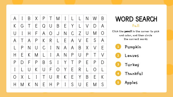 FALL WORD SEARCH | Genially