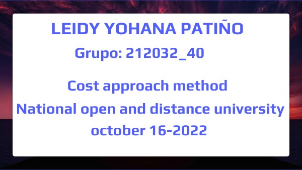 Cost approach method