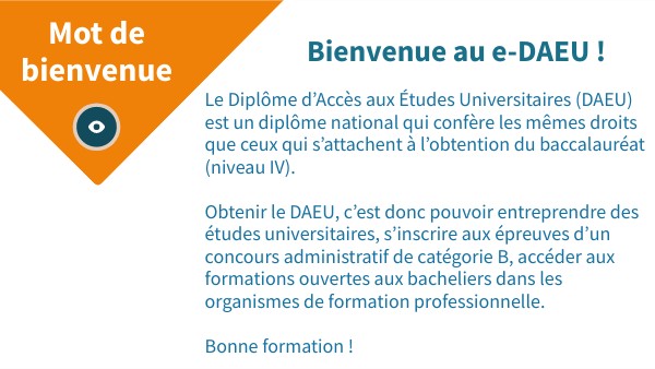 Mot de Bienvenue e-DAEU B