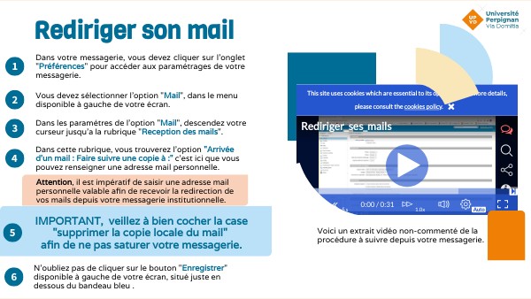 Rediriger son mail - UPVD | Genially