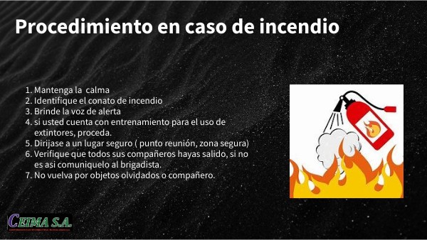 Procedimiento en caso de incendio | Genially