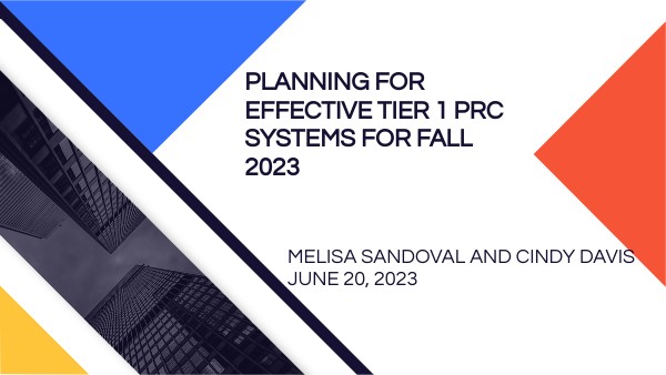 Planning for Tier 1 PRC Systems