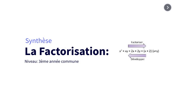 Synthèse: la factorisation (Chavepeyer Léa, Delafontaine Naoh)