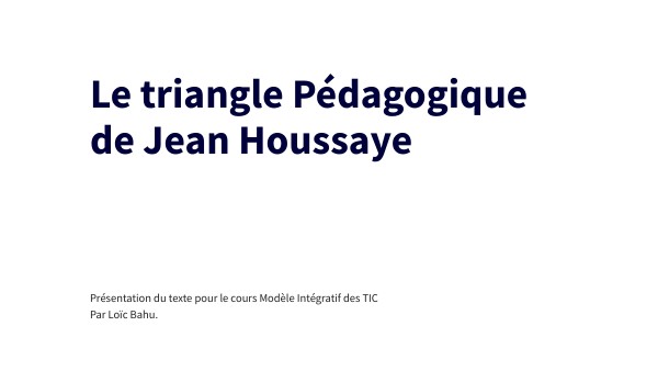 Présentation - Le triangle pédagogique de Jean Houssaye