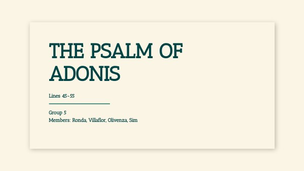 The Psalm of Adonis | Genially