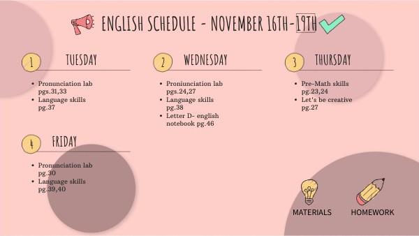 Schedule/Cronograma week 8 2A-B | Genially