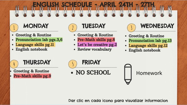 Schedule/Cronograma-2A-B | Genially