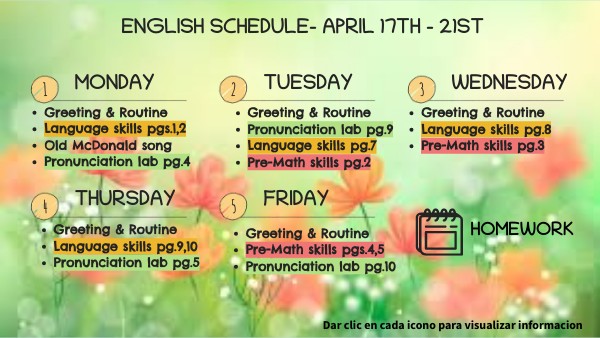SCHEDULE/CRONOGRAMA-1A | Genially