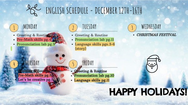 Schedule/Cronograma - 1A | Genially