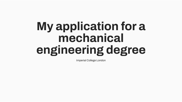 My application for a mechanical engineering degree