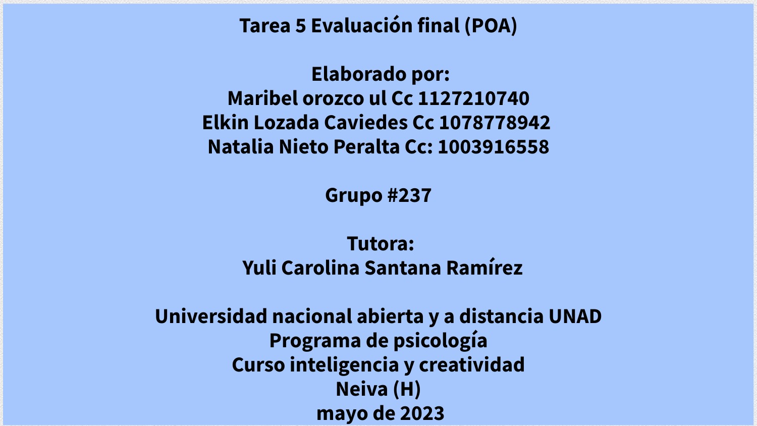 Tarea 5 Evaluación final (POA) | Genially