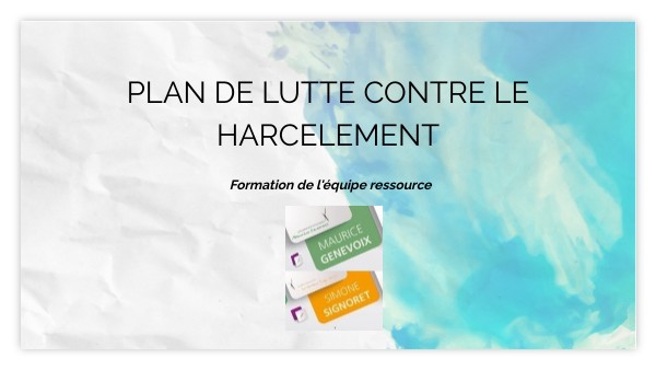 Plan de Lutte contre le harcèlement