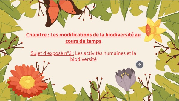 la biodiversité sujet n°3 | Genially