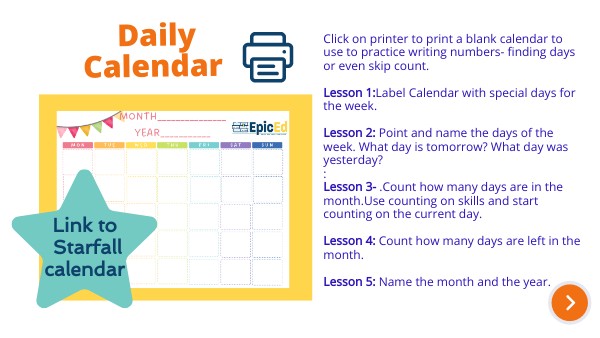 Kindergarten Calendar