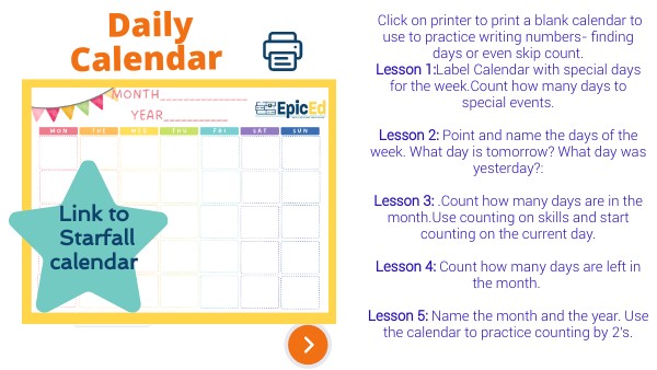 1st grade Calendar