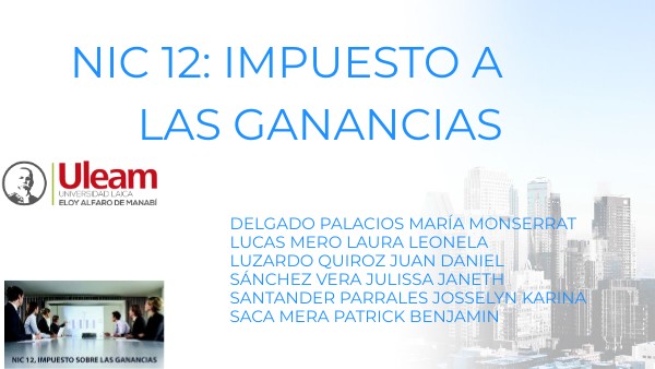 NIC 12 Impuestos a las Ganancias