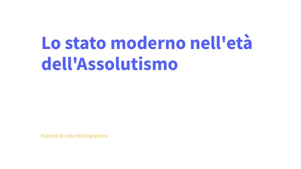 Lo stato moderno nell'età dell'Assolutismo | Genially