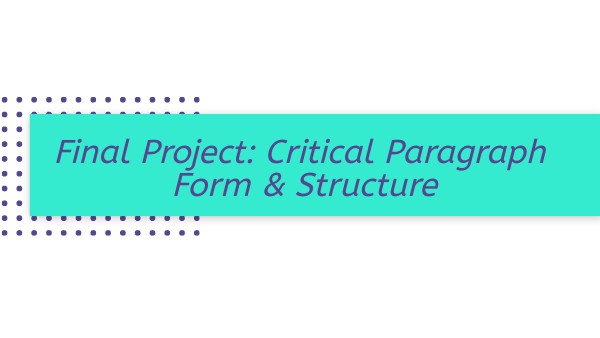 Final Project - Lord of The Flies Critical Paragraph: Form & Structure | Genially
