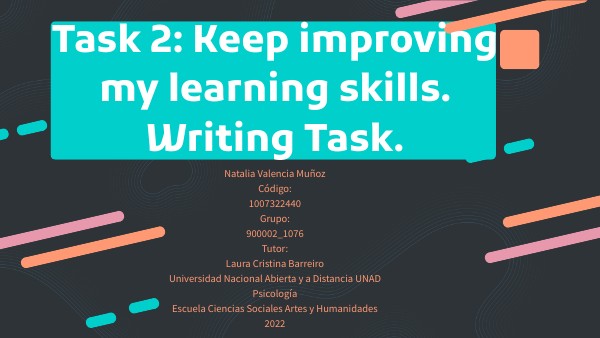 Task 2: Keep improving my learning skills. Writing Task. | Genially