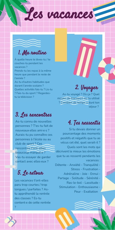 Les vacances | Genially