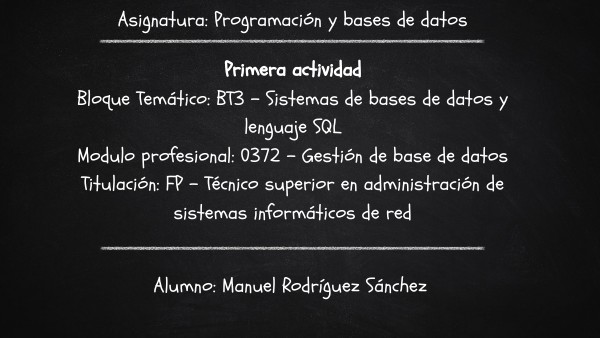 Sistemas de bases de datos y SQL | Genially