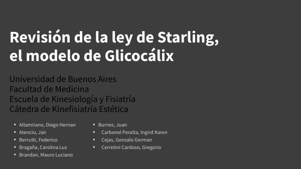 Revisión de la ley de Starling, el modelo de Glicocálix. | Genially