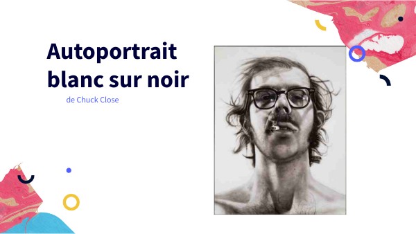 "autoportrait blanc sur noir" de Chuck close | Genially