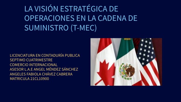 LA VISIÓN ESTRATEGICA DE OPERACIONES EN LA CADENA DE SUMINISTRO T-MEC | Genially